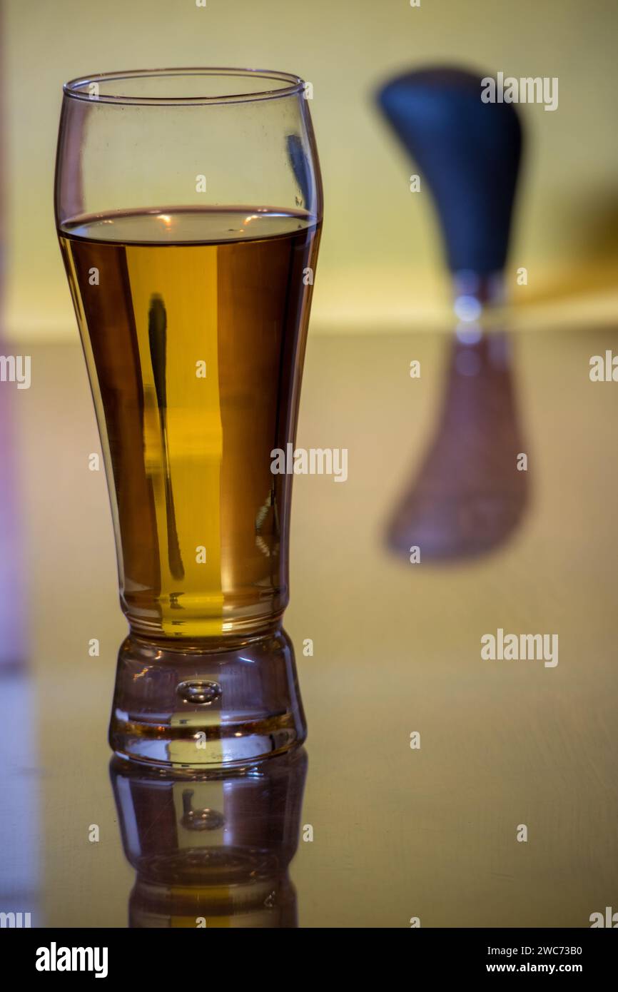 the choice between alcohol and driving, beer by the glass and cans and ...