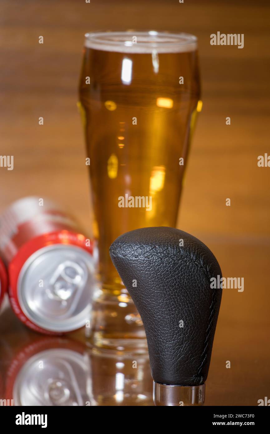 the choice between alcohol and driving, beer by the glass and cans and ...