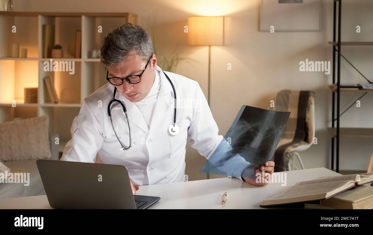 Radiology specialist man x ray computer office Stock Photo - Alamy