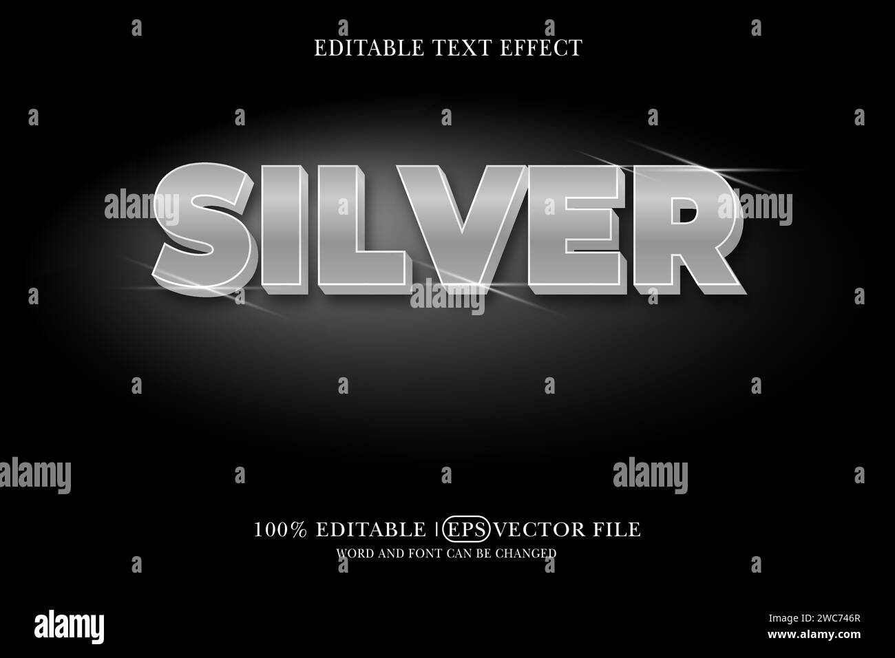 3D text effect with editable metal and silver concept Stock Vector ...
