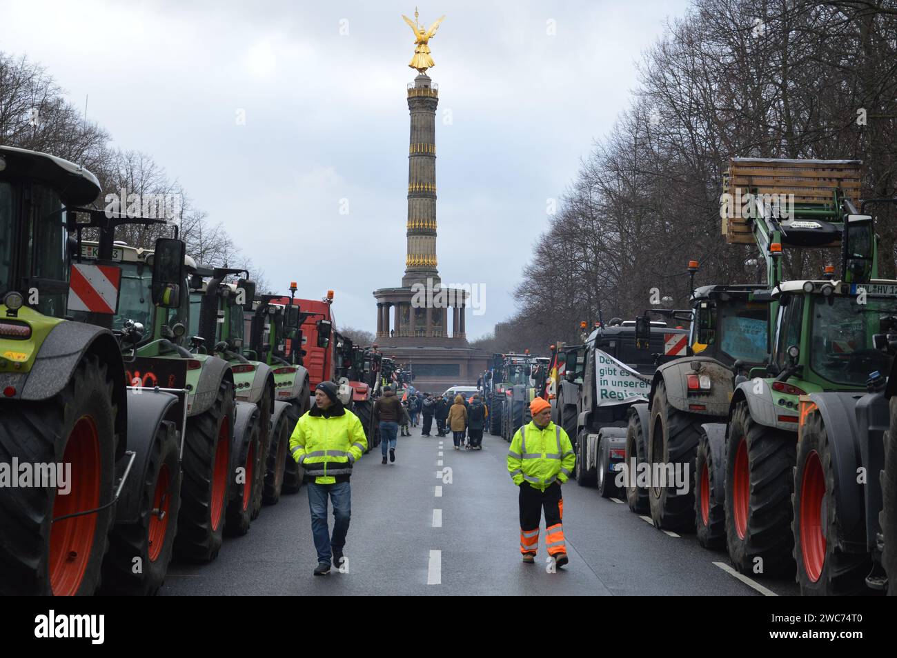 Berlin, Germany - January 14, 2024 - Farmer tractor protests at 17th of ...