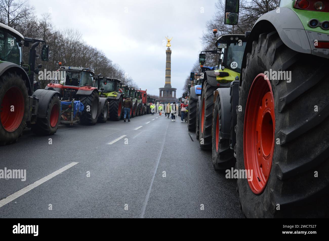 Berlin, Germany - January 14, 2024 - Farmer tractor protests at 17th of ...