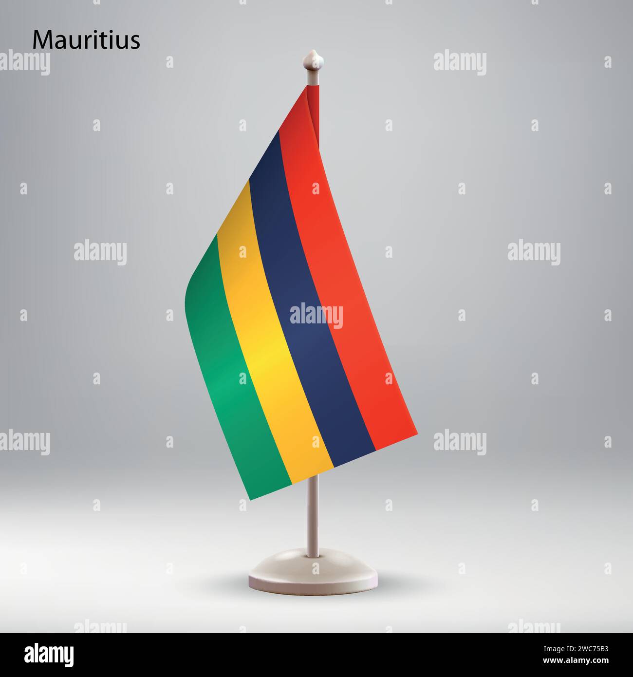 Flag of Mauritius hanging on a flag stand. Usable for summit or ...
