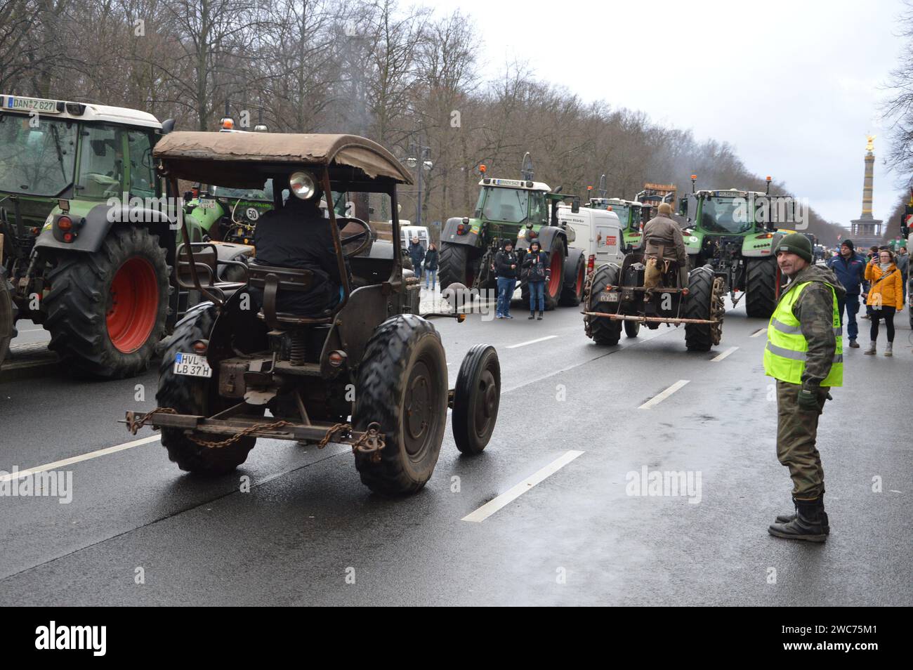 Berlin, Germany - January 14, 2024 - Farmer tractor protests at 17th of ...