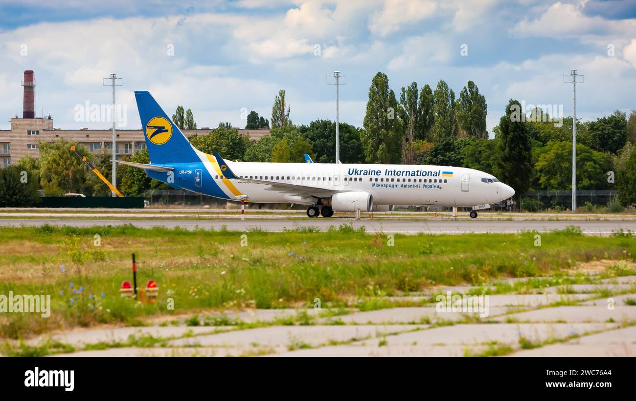 Boryspil, Ukraine - August 13, 2020: Airplane Boeing 737-800 (UR-PSP ...