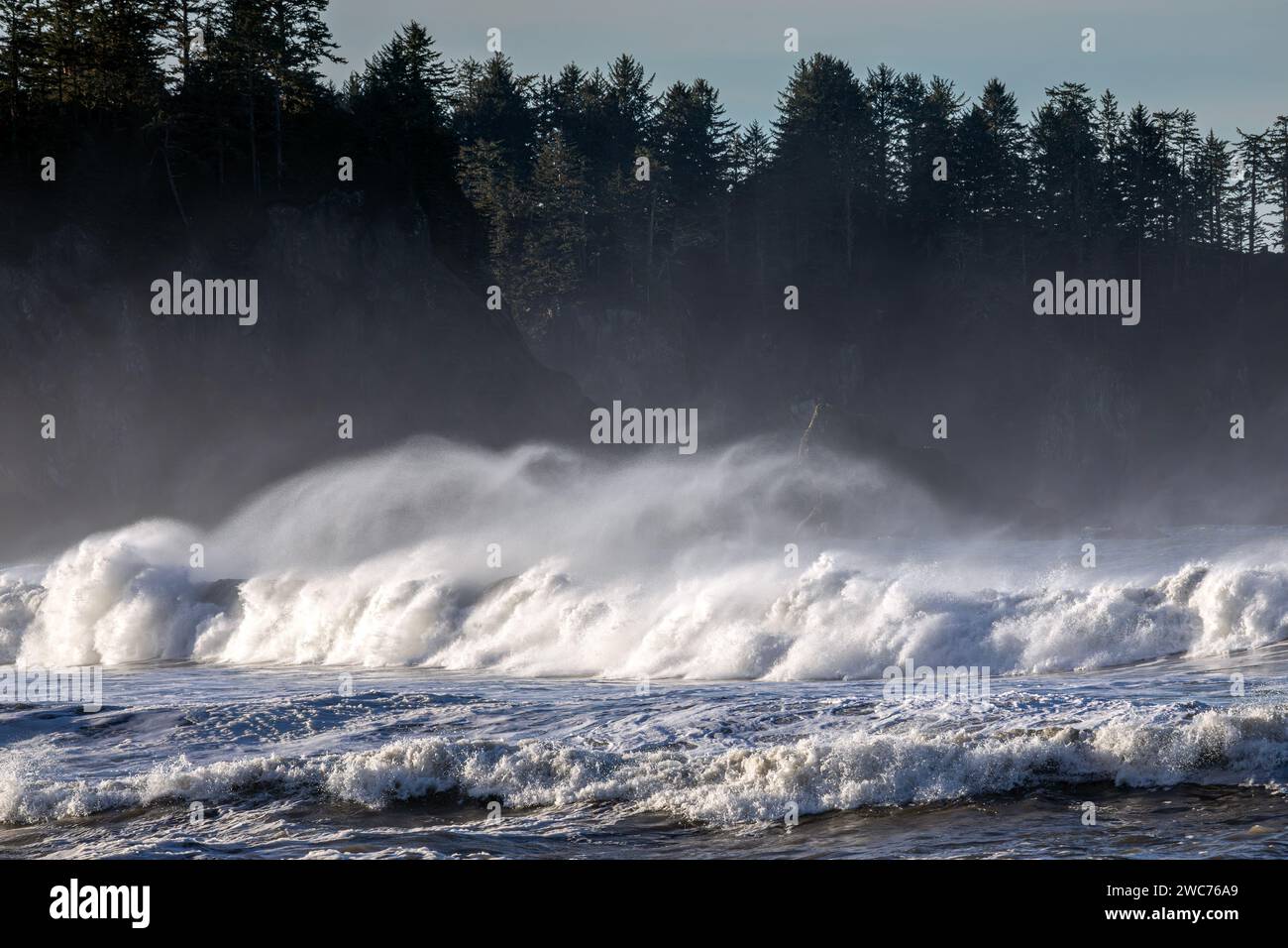 WA23980-00...WASHINGTON - Spindrift on wind blown waves near James ...