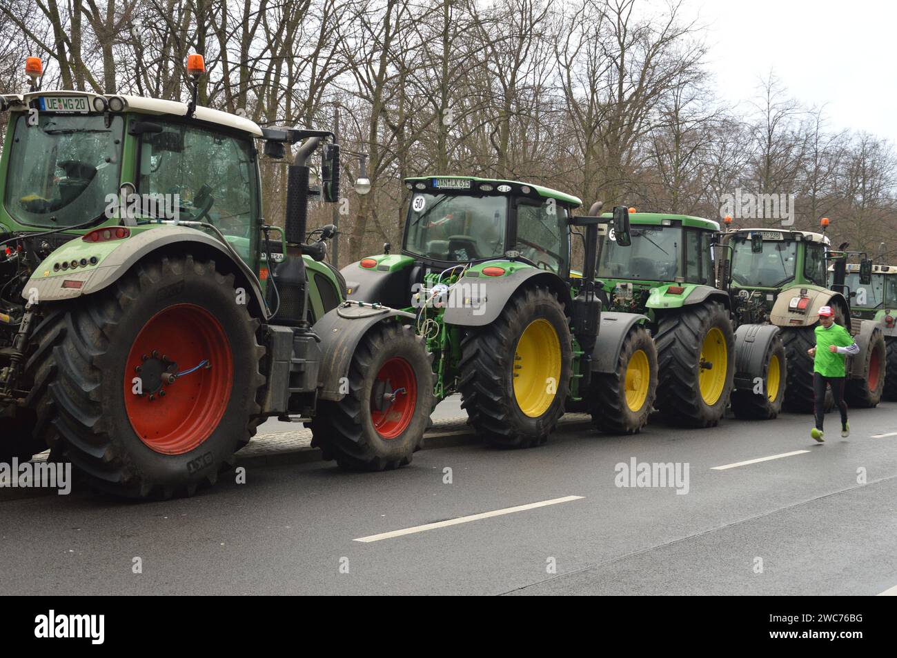 Berlin, Germany - January 14, 2024 - Farmer tractor protests at 17th of ...