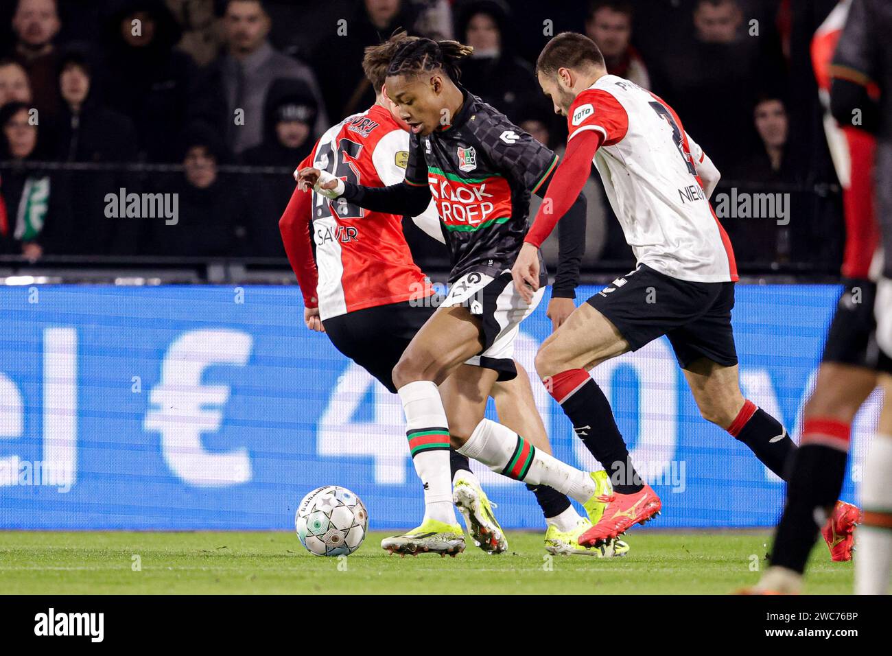 Rotterdam, Nederland. 14th Jan, 2024. ROTTERDAM, NEDERLAND - JANUARY 14: Leo Sauer of Feyenoord ...