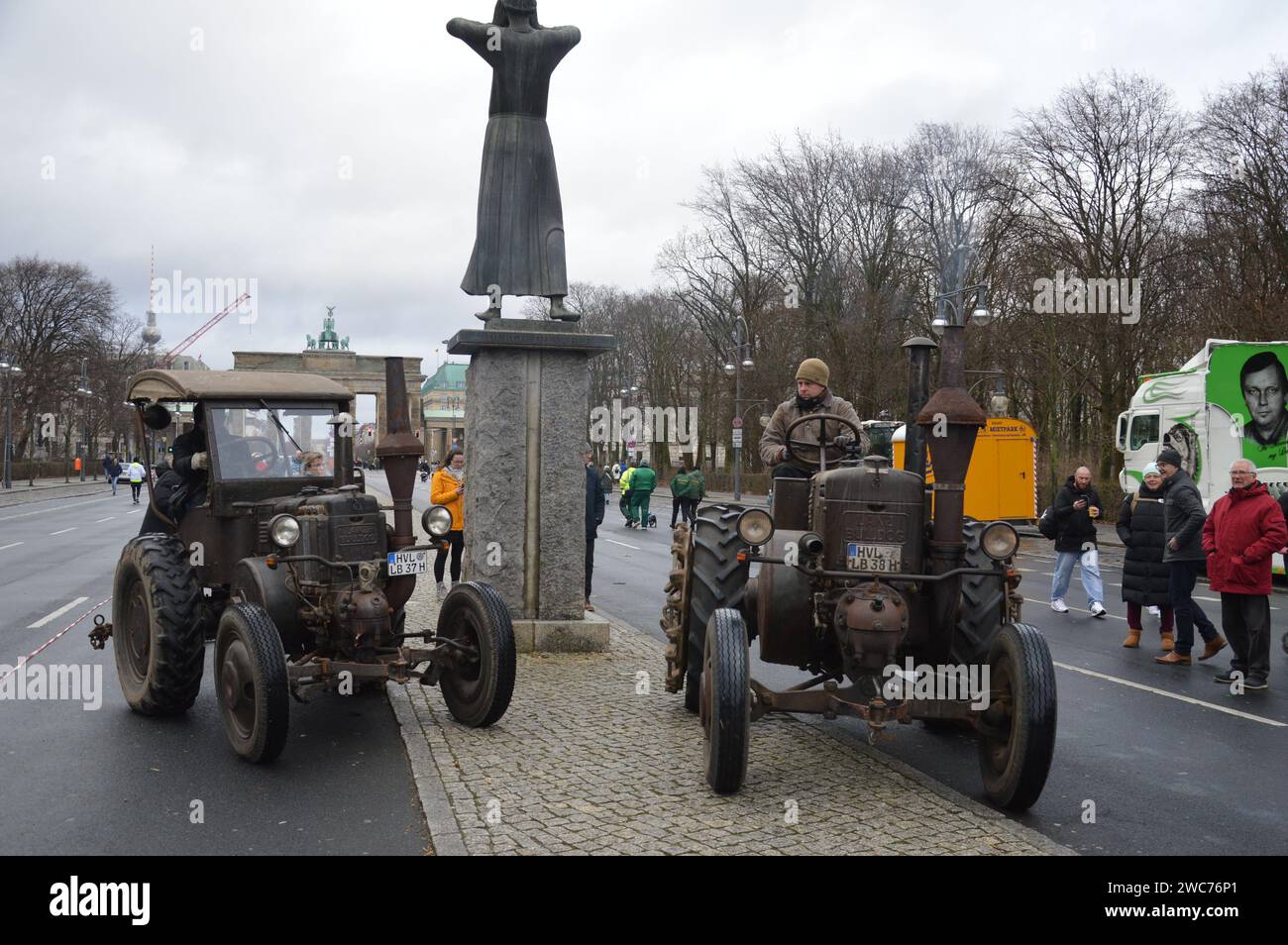 Berlin, Germany - January 14, 2024 - Farmer tractor protests at 17th of ...