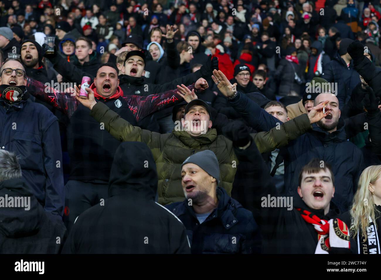 Rotterdam, Nederland. 14th Jan, 2024. ROTTERDAM, NEDERLAND - JANUARY 14: Fans and Supporters of ...
