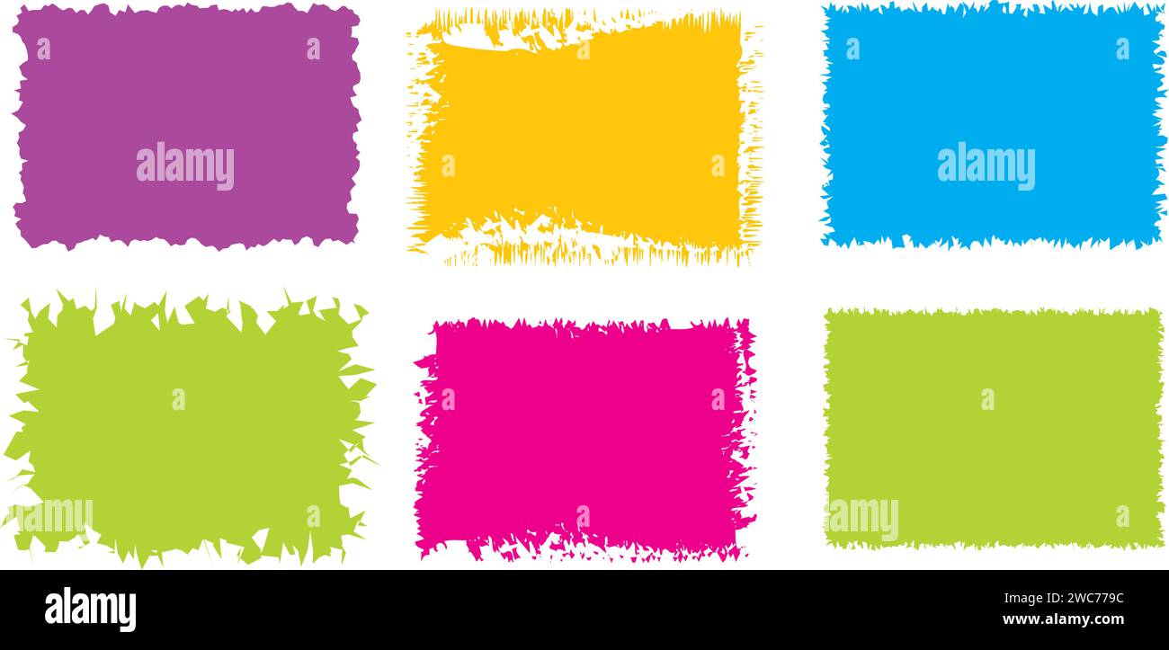Jagged rectangle. Bright color simple shapes. Rectangle paper template ...