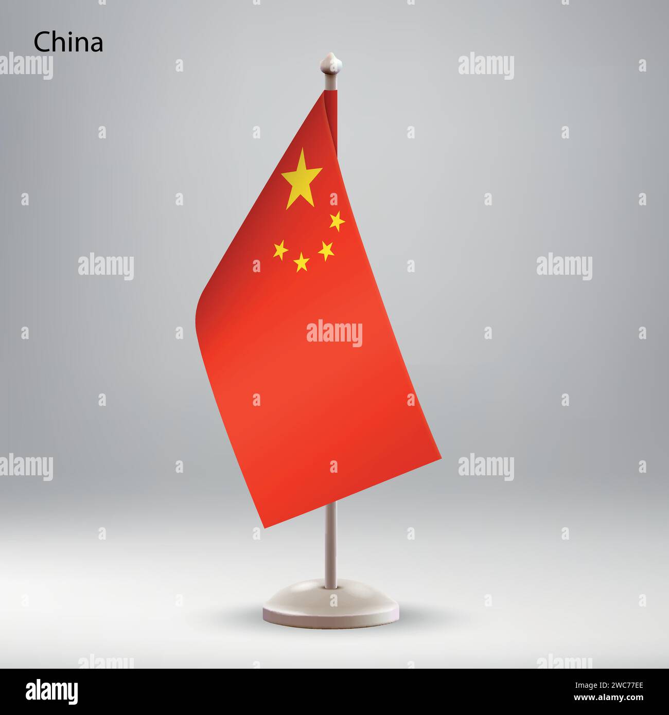 Flag of China hanging on a flag stand. Usable for summit or conference ...