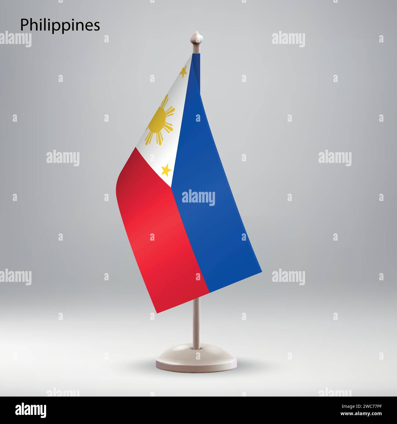 Flag of Philippines hanging on a flag stand. Usable for summit or ...
