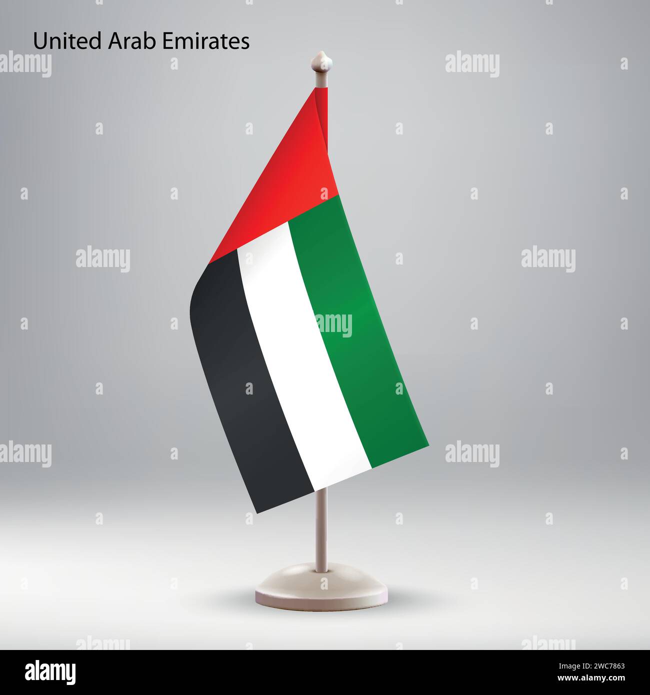 Flag of United Arab Emirates hanging on a flag stand. Usable for summit ...