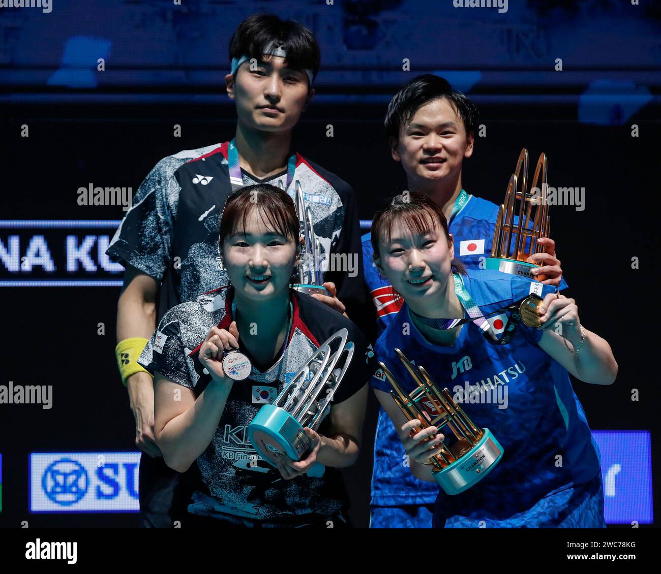 Kuala Lumpur, Malaysia. 14th Jan, 2024. Kim Won Ho (Back Roll Left) and Jeong Na Eun (Front Roll ...