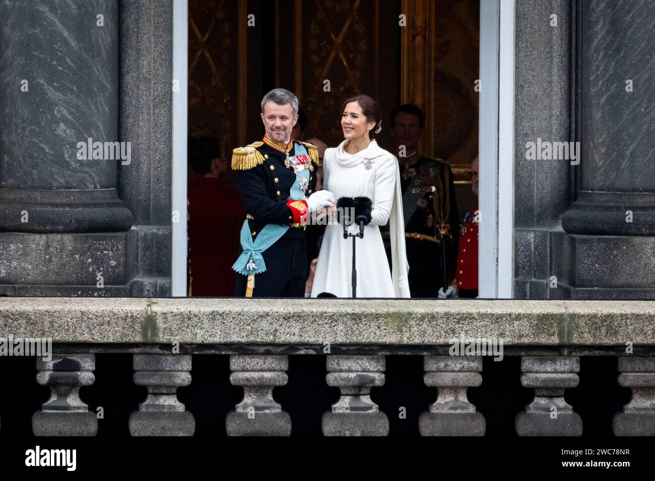 Copenhagen, Denmark. 14 January, 2024. King Frederik X and Queen Mary ...