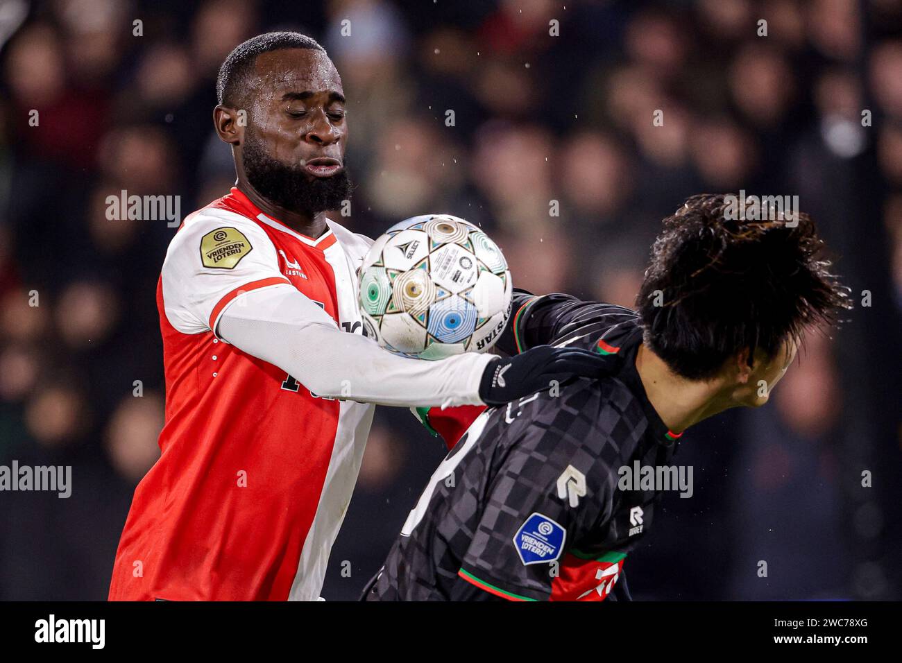 Rotterdam, Nederland. 14th Jan, 2024. ROTTERDAM, NEDERLAND - JANUARY 14: Lutsharel Geertruida of ...