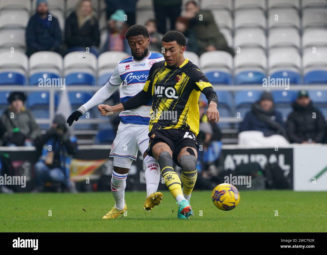 LONDON, ENGLAND - JANUARY 14: Ryan Andrews of Watford uder pressure ...