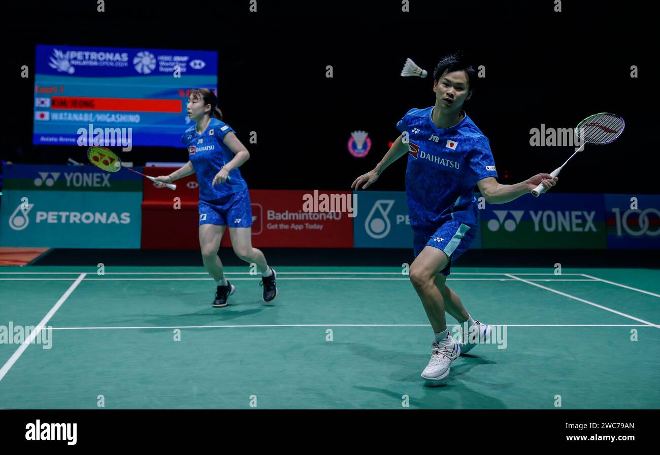 Kuala Lumpur, Malaysia. 14th Jan, 2024. Yuta Watanabe (R) and Arisa ...