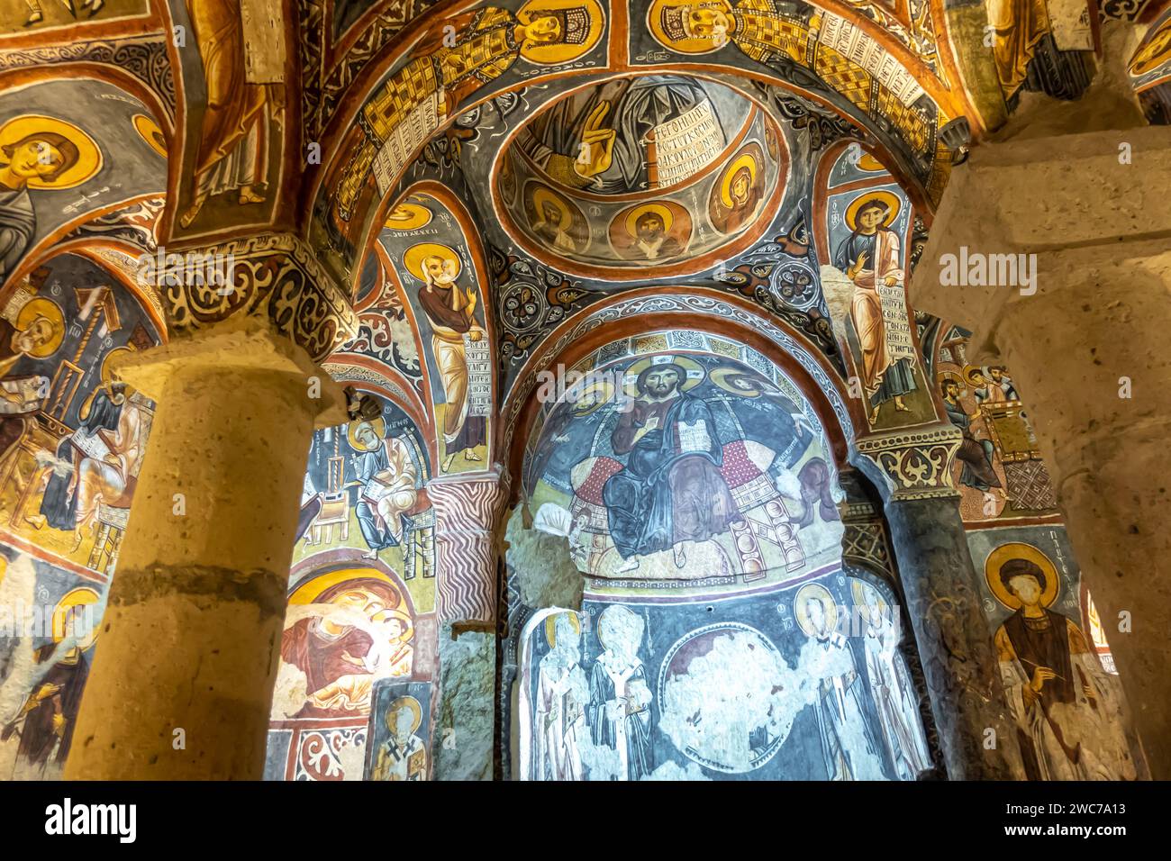 Deësis or Deisis fresco Karanlik Dark Church frescoes, Goreme museum of ...