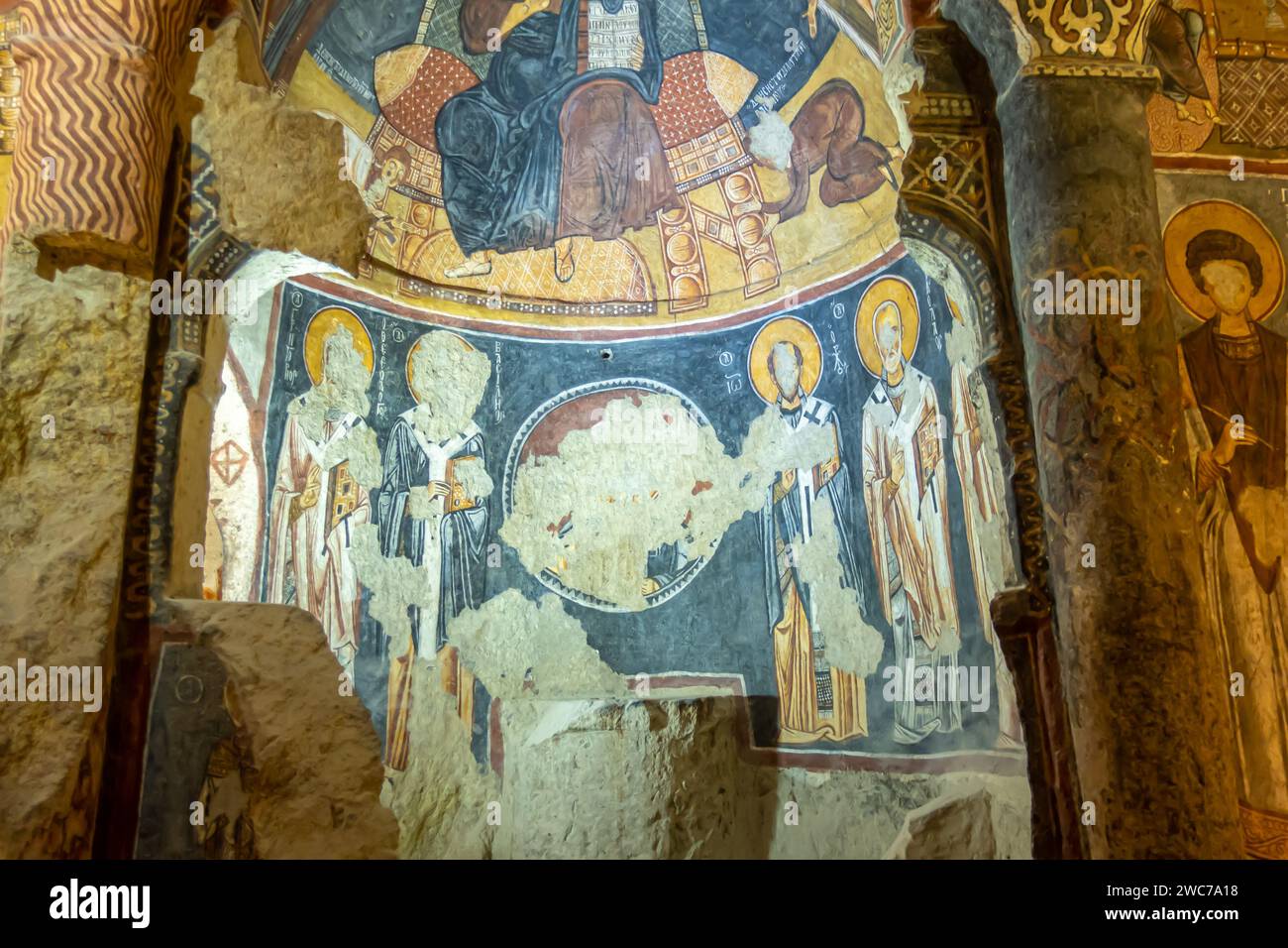 Frescoes Karanlik Dark Church frescoes, Goreme museum of cave churches ...
