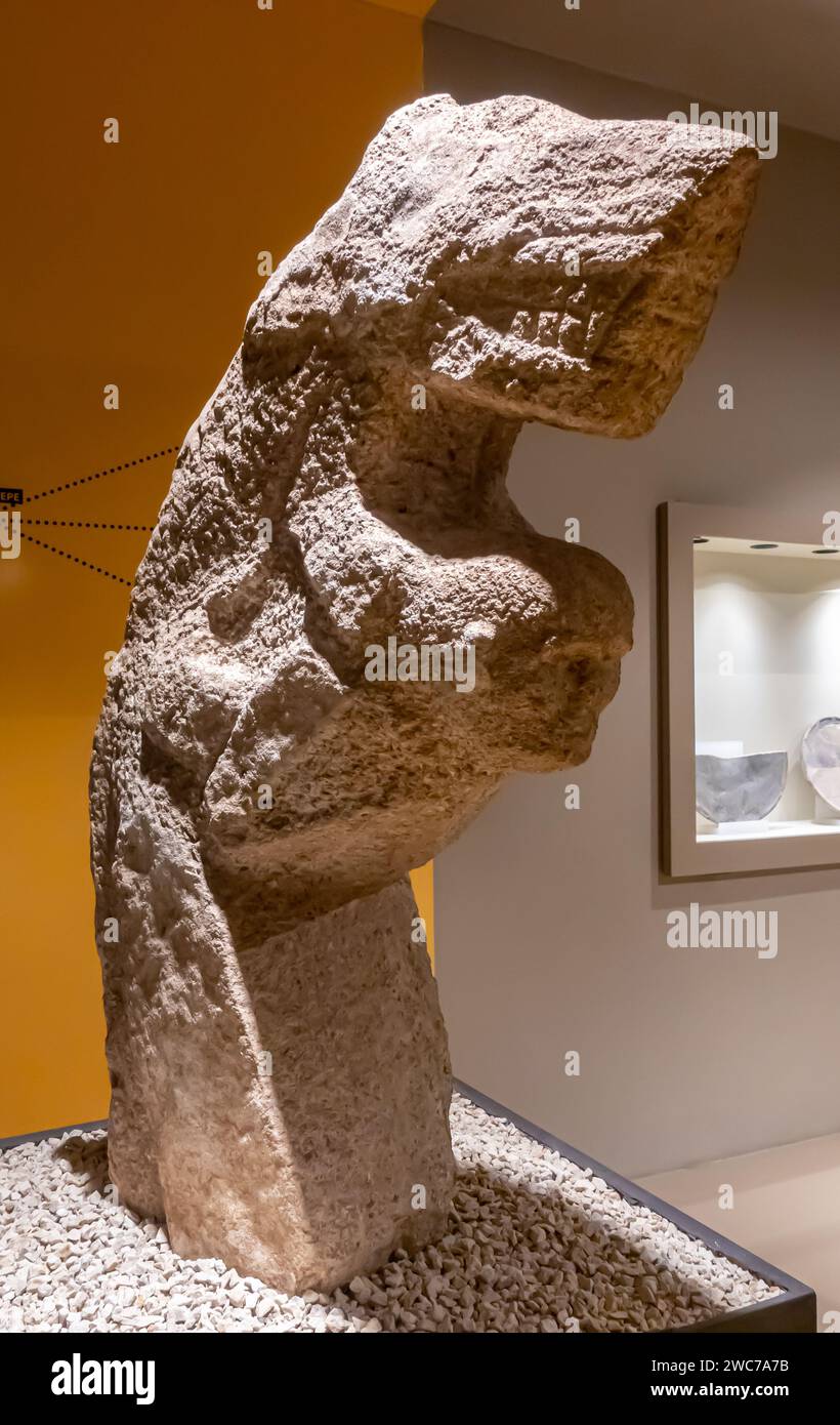 Sculpture of a man carrying a leopard on his back, Karahantepe ...