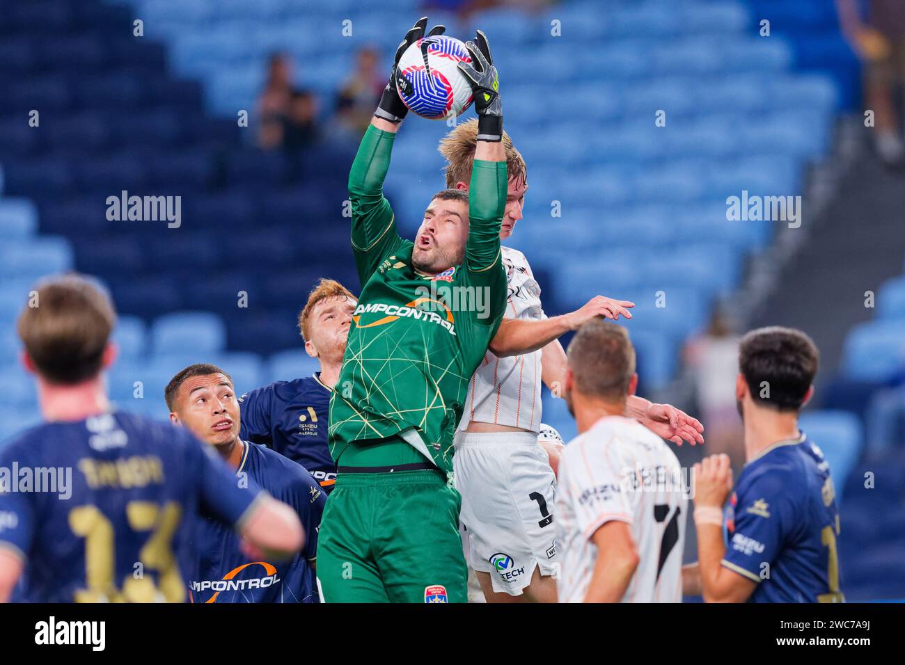 Sydney, Australia. 14th Jan, 2024. Goalkeeper, Ryan Scott of Newcastle ...