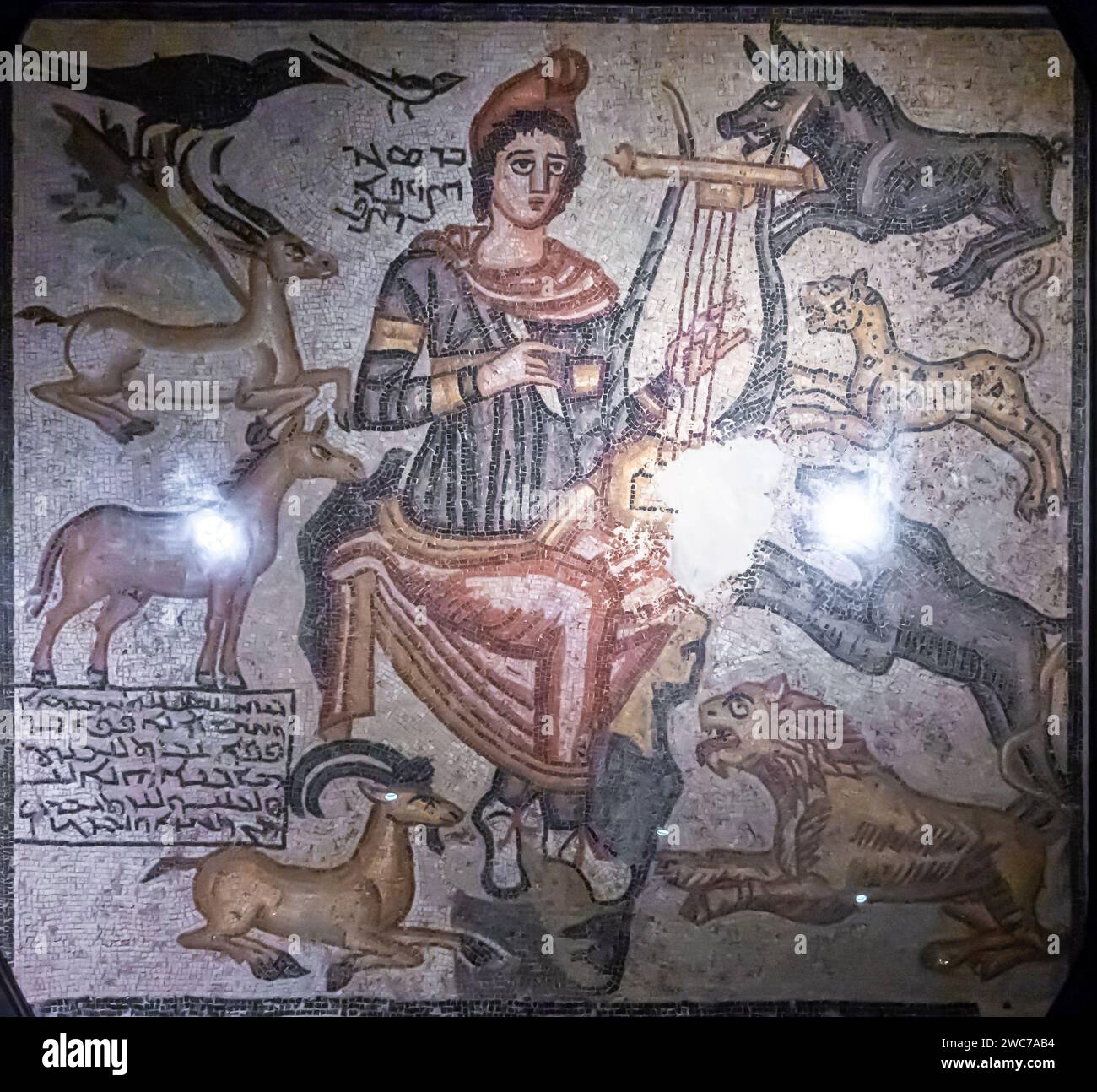 Orpheus Taming Wild Animals . Roman marble mosaic, A.D. 194; Eastern ...