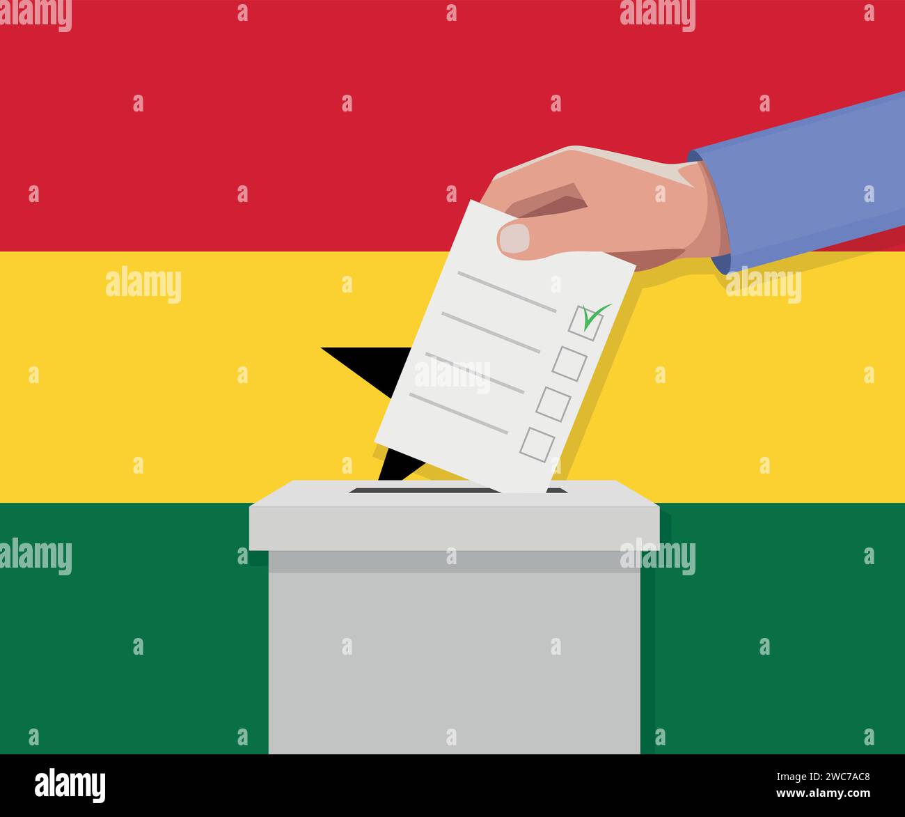 Ghana election concept. Hand puts vote bulletin into vote box Stock ...