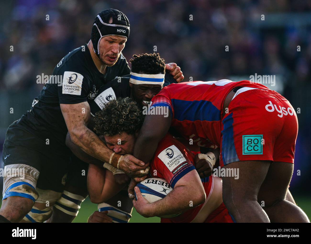 Bath, England. 14th January, 2024. Bath's Alfie Barbeary (second right ...