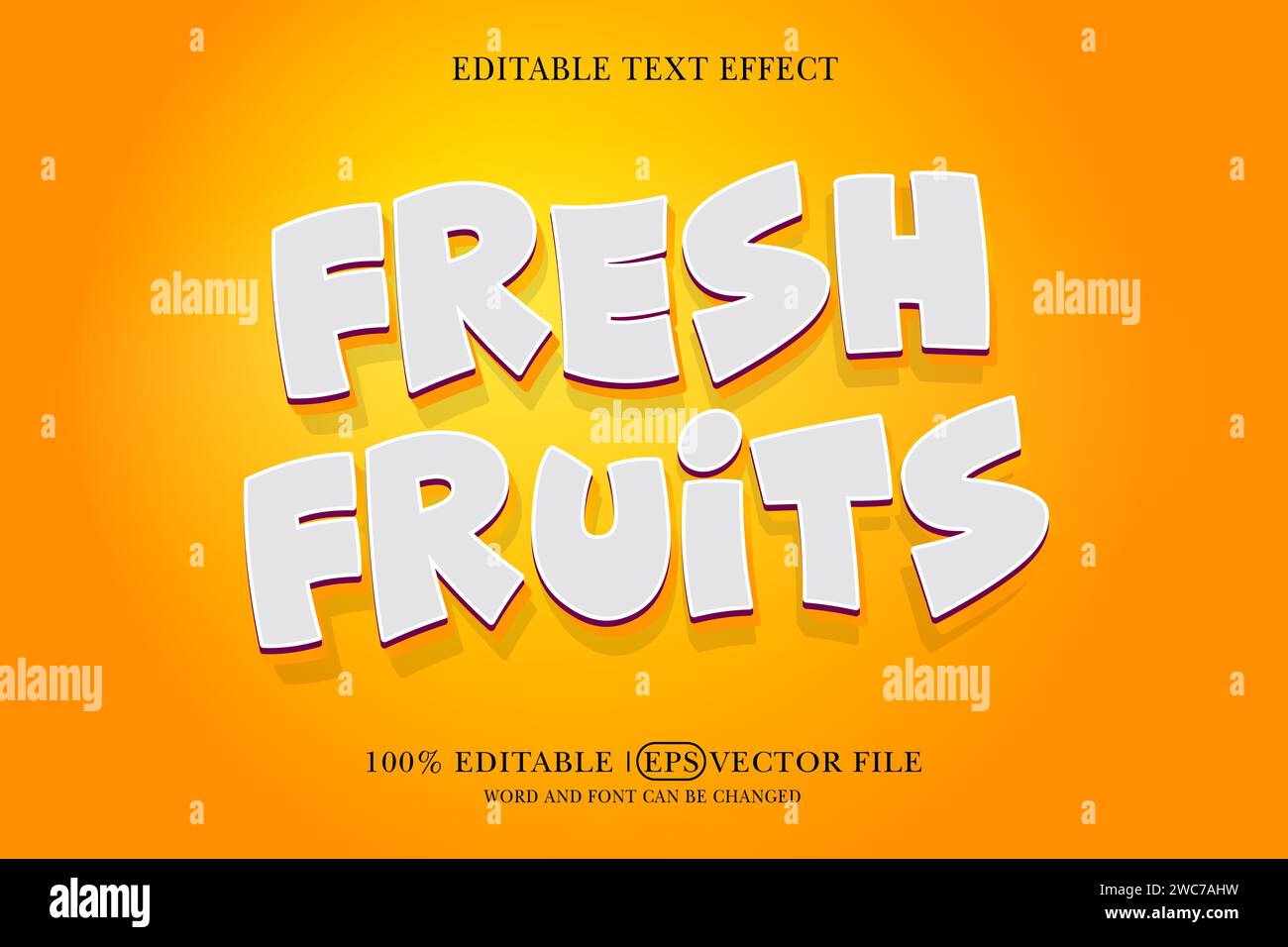 Fresh fruits 3D cartoon with editable text effect Stock Vector Image ...