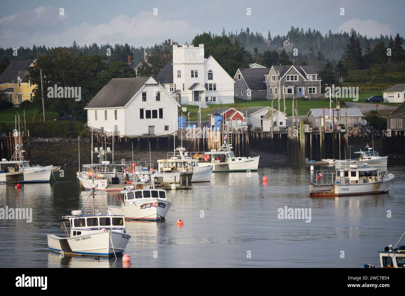 Docks at Cutler Bay, Maine Stock Photo - Alamy