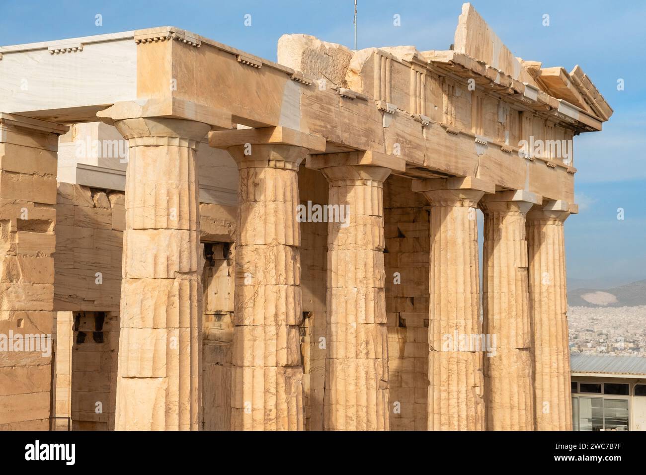 Columns of Propylaea of the Athenian Acropolis in Athens, Greece. Ancient Greek architecture ...