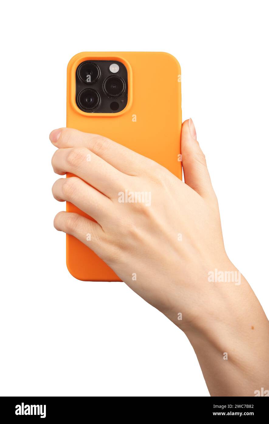 Berlin Germany December 21 2023 Hand holding iphone, back phone view in ...