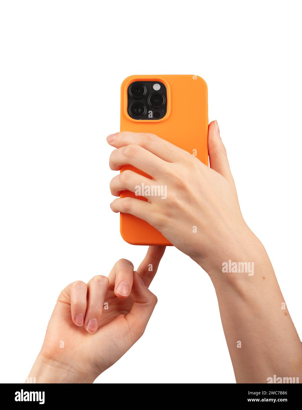 Berlin Germany December 21 2023 Hand holding iphone, back phone view ...