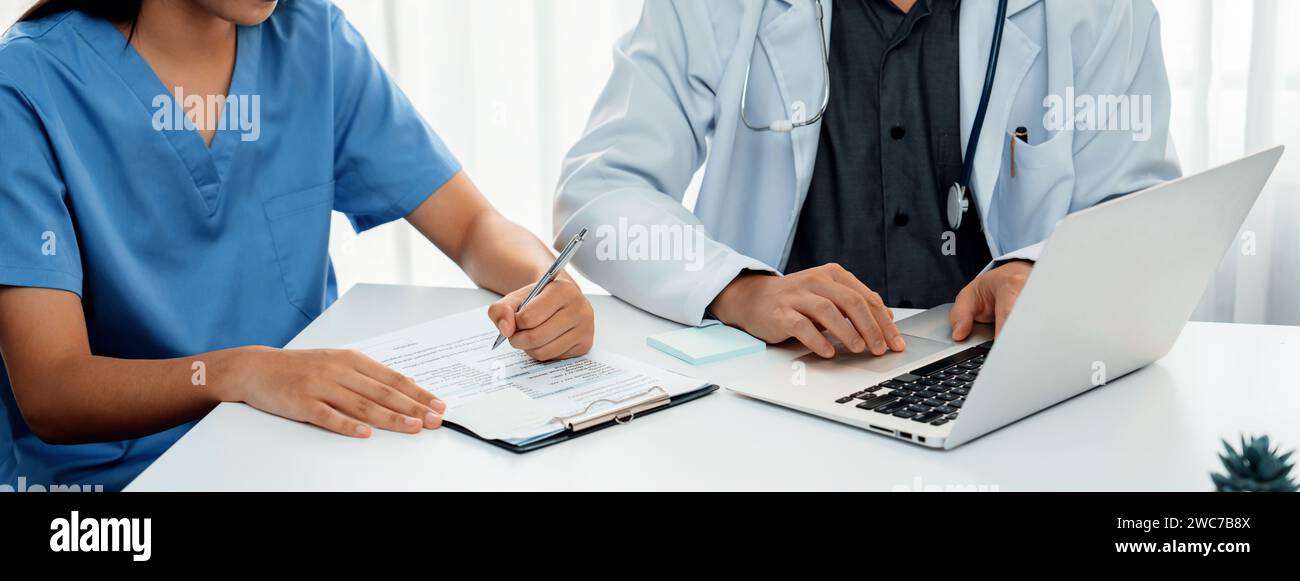 Professional various team of medical working and planning medical ...