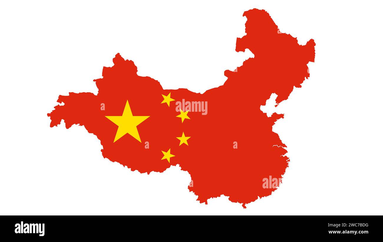 Flag map of china Cut Out Stock Images & Pictures - Alamy