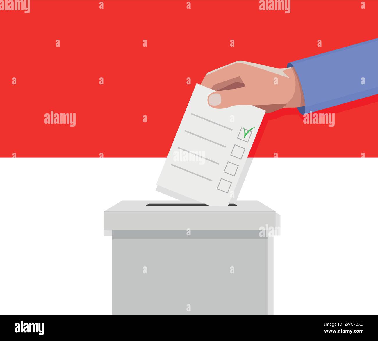 Indonesia election concept. Hand puts vote bulletin into vote box Stock ...