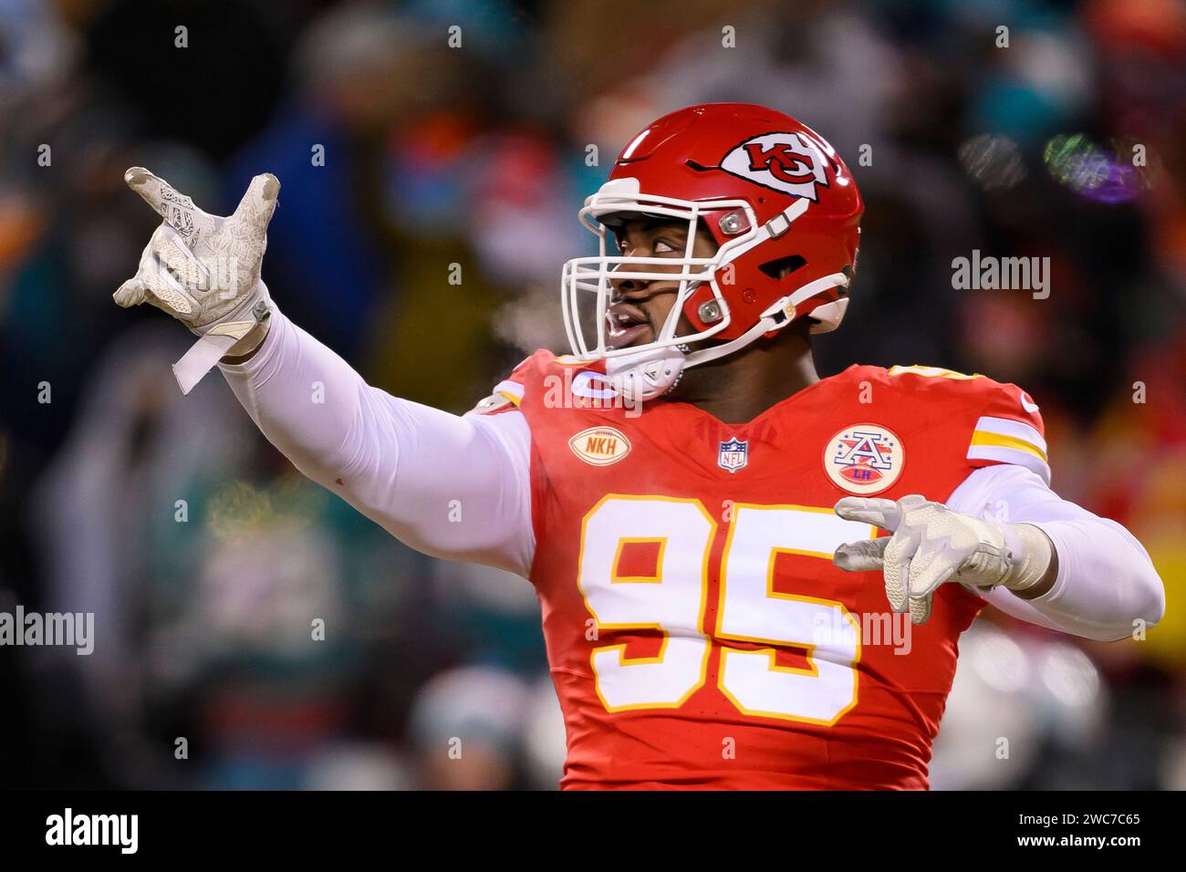 Kansas City Chiefs defensive tackle Chris Jones celebrates a sack ...