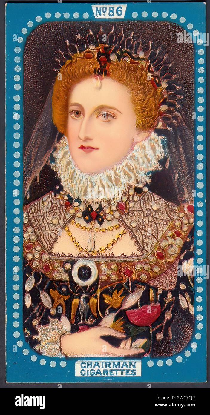 Queen Elizabeth - Vintage Cigarette Card Illustration Stock Photo - Alamy