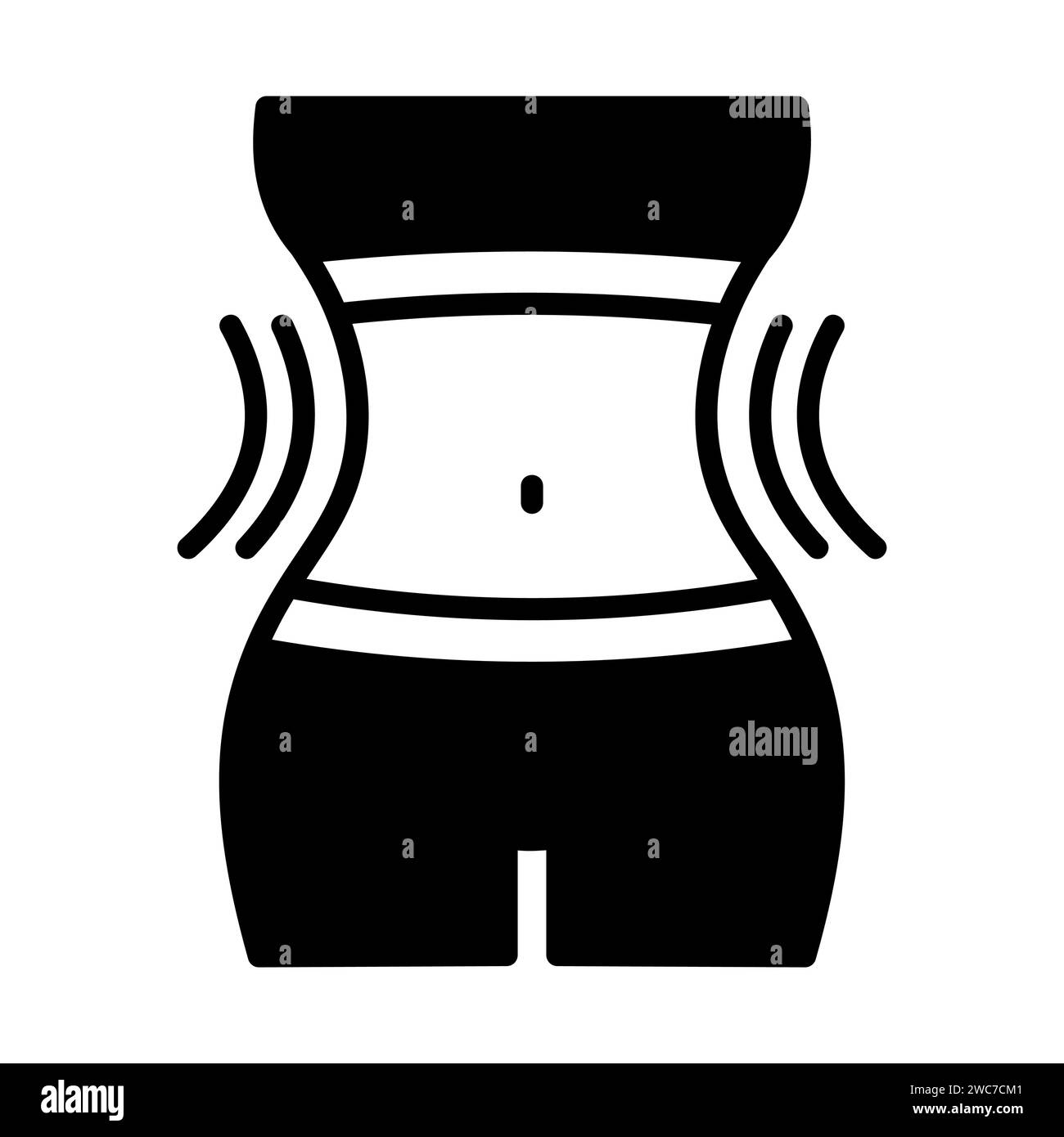 Weight loss solid icon with woman's waist. Slim female body sign. Graph ...