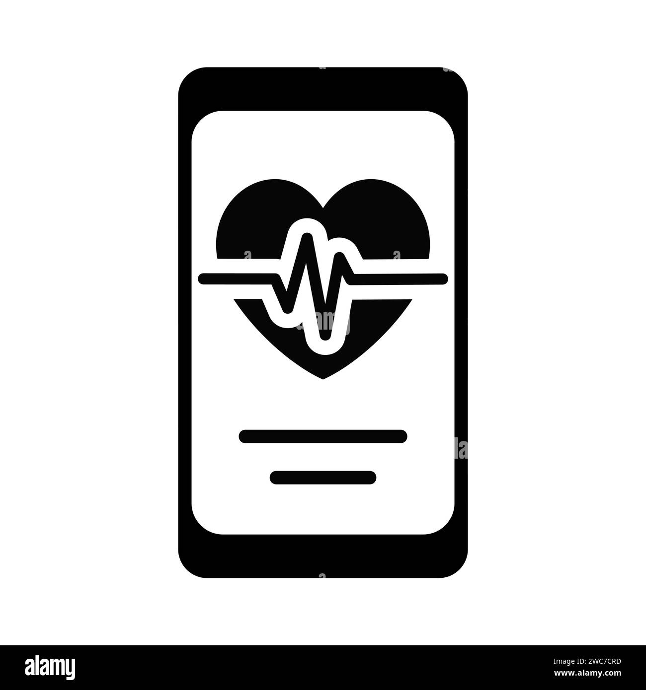 Heartbeat rate in smart phone vector solid icon. Graph symbol for ...