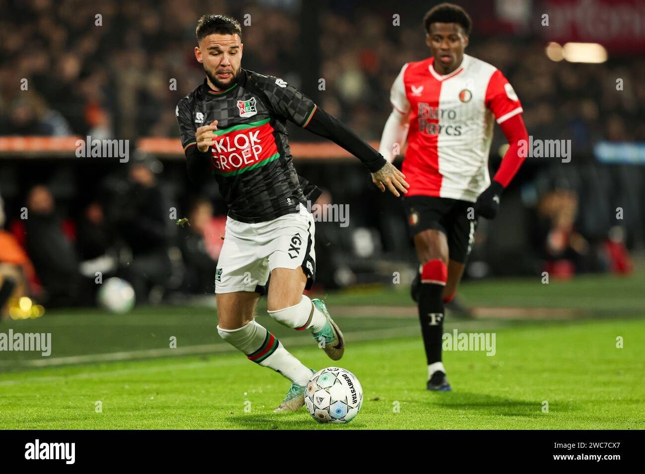 Rotterdam, Nederland. 14th Jan, 2024. ROTTERDAM, NEDERLAND - JANUARY 14: Calvin Verdonk of N.E.C ...