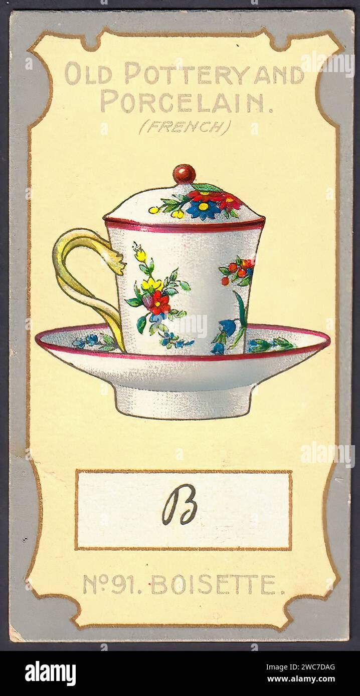 Boisette Covered Cup & Saucer - Vintage Cigarette Card Illustration ...