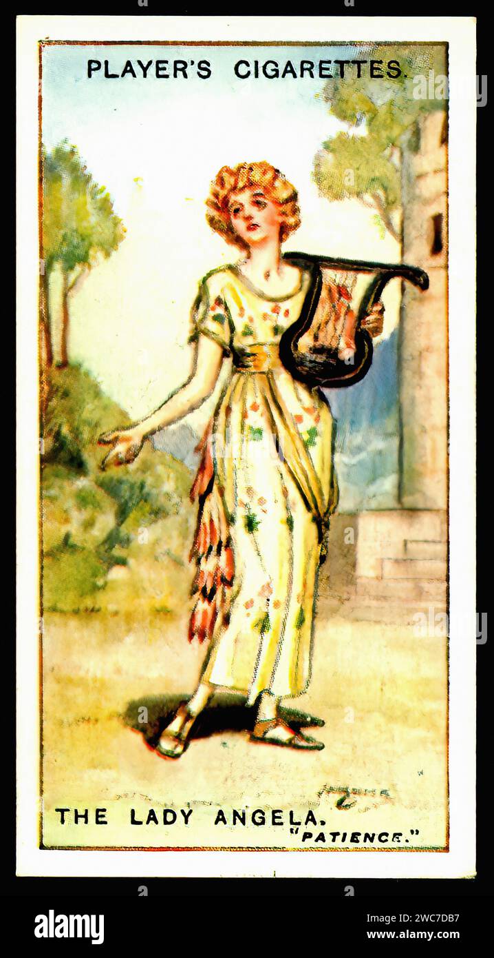 The Lady Angela - Patience - Vintage Cigarette Card Illustration Stock ...