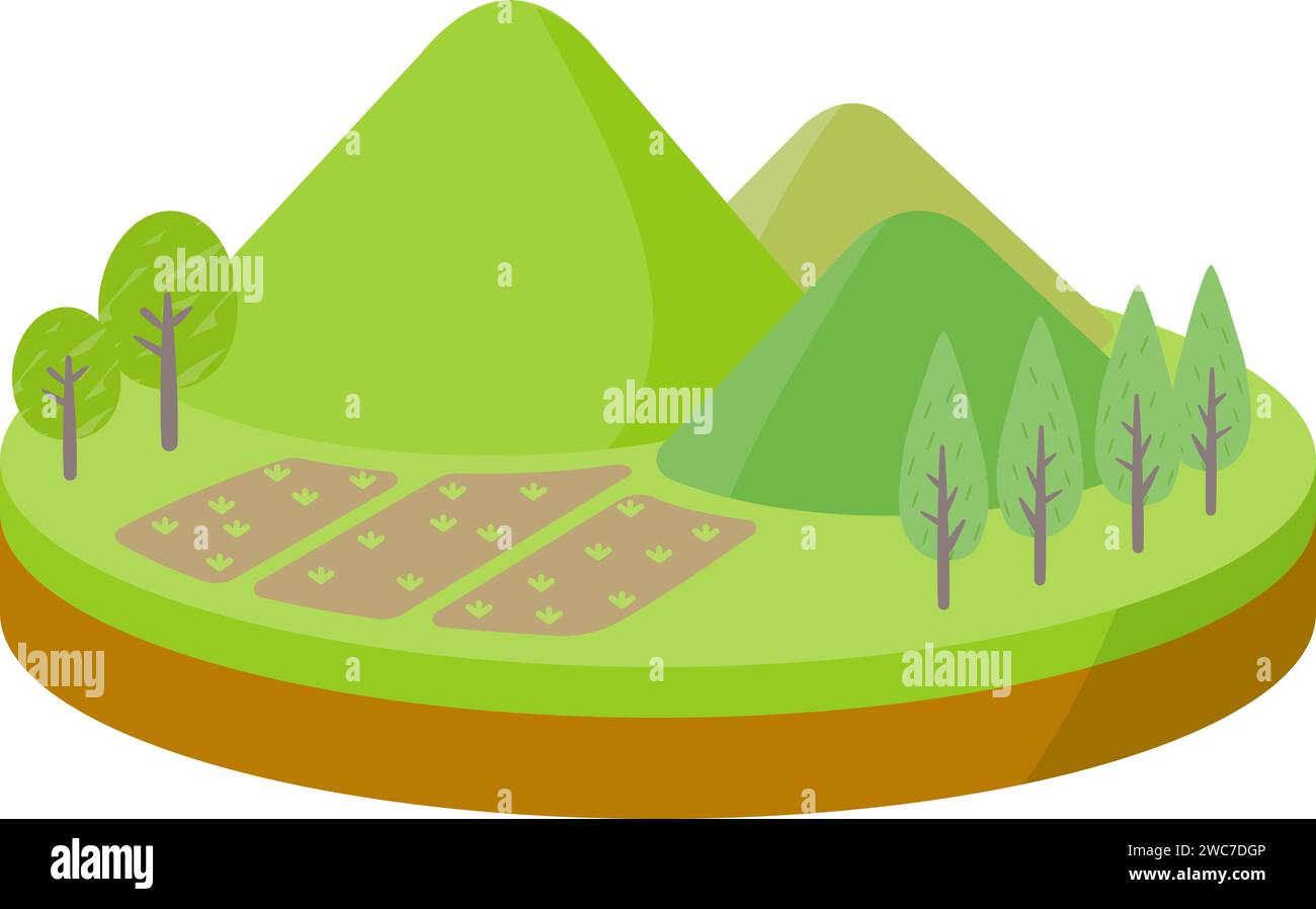Fixed assets Land, mountains and forests.Vector art that is easy to ...