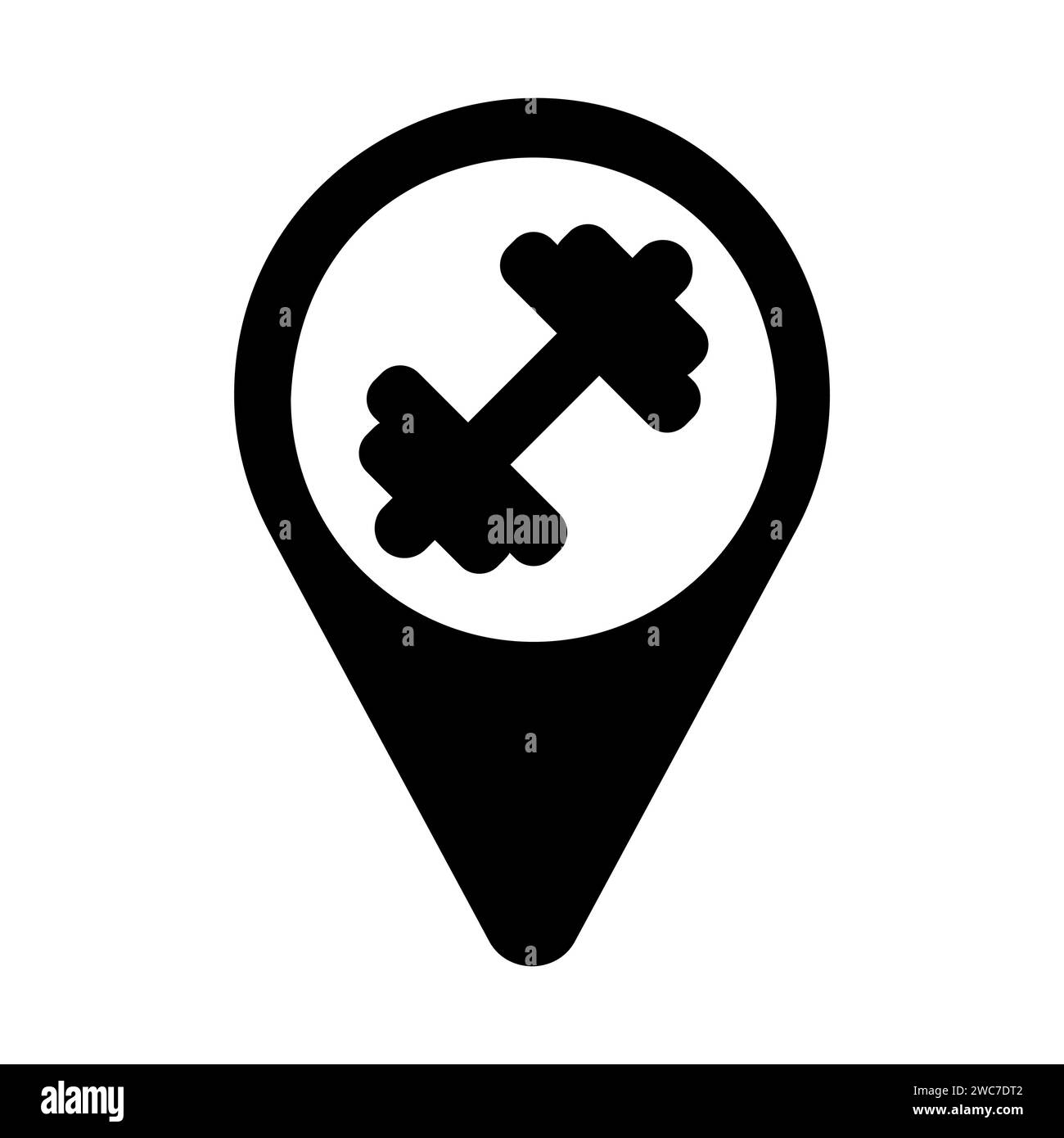 Gym pin map vector solid icon. Map pointer. Map markers. GPS location ...