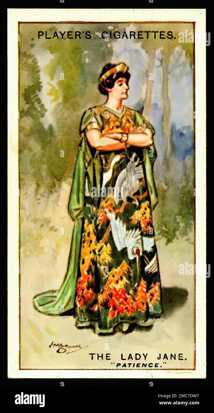 The Lady Jane - Patience - Vintage Cigarette Card Illustration Stock ...