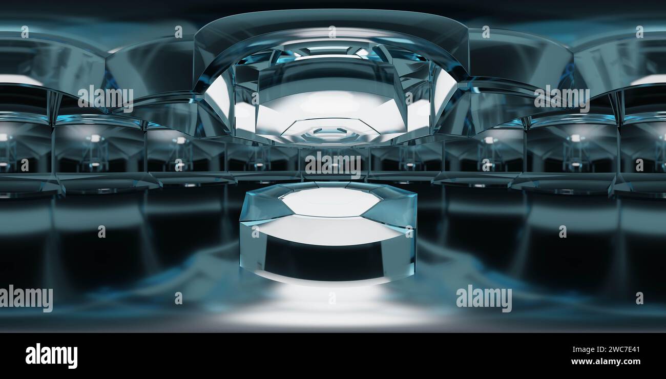 Futuristic Room with Concrete Walls and a product stand 360 panorama vr ...