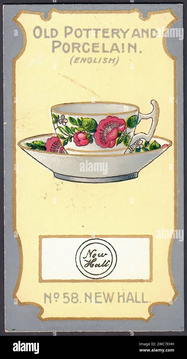 New Hall Cup & Saucer - Vintage Cigarette Card Illustration Stock Photo ...